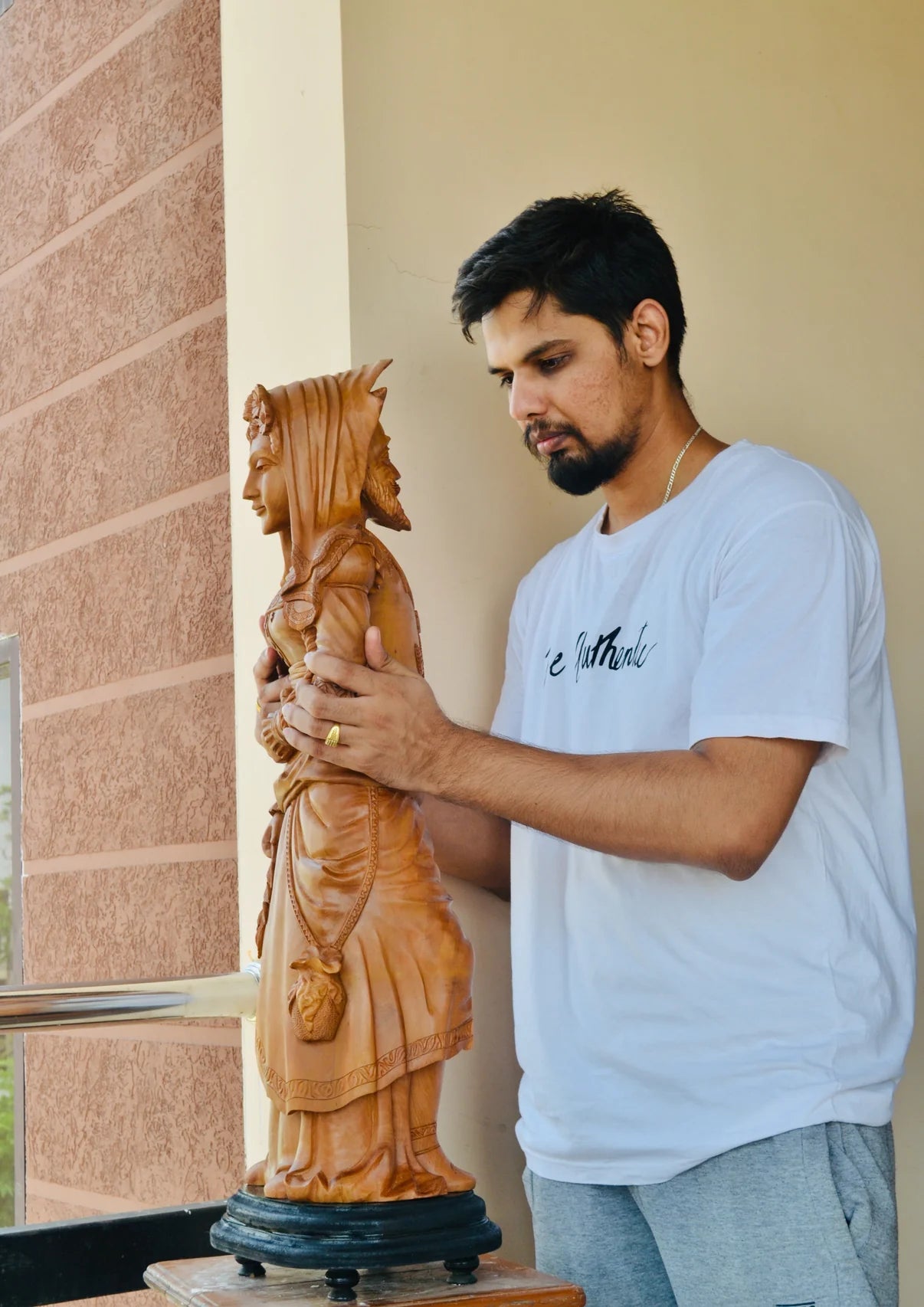 The Sandalwood Carved Double Statue of Mephistopheles & Margaretta ...