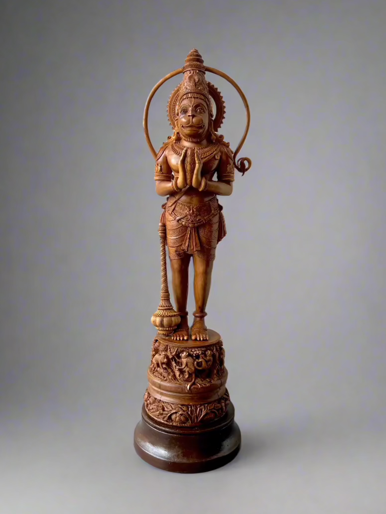 Sandalwood Lord Hanuman Standing Statue – Mohit Jangid Artist